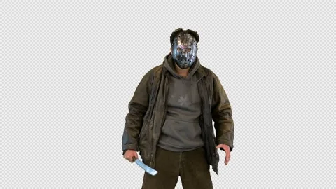 Jason Voorhees looking at camera and wav... | Stock Video | Pond5