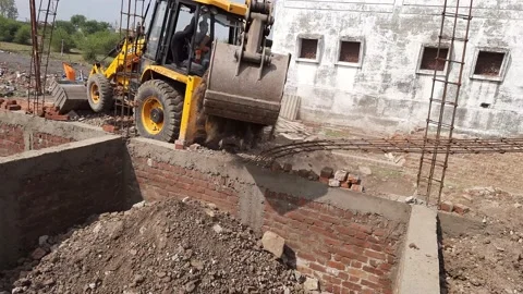 JCB Crane loading construction material ... | Stock Video | Pond5