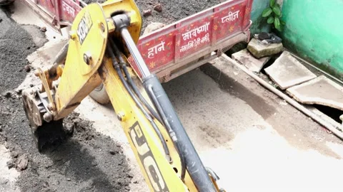 JCB Crane loading construction material ... | Stock Video | Pond5