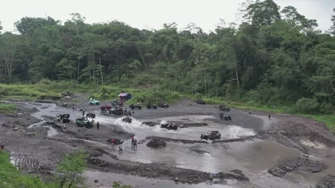 Jeep of Merapi Lava Tour adventure | Stock Video | Pond5