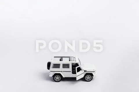 Jeep white car, side view on a white background, place for text Stock ...