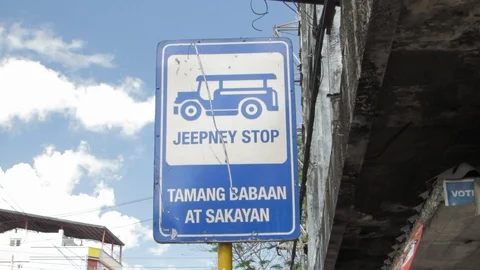 Jeepney stop signage of loading and unlo... | Stock Video | Pond5