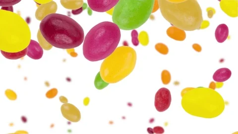 Jelly Beans falling down on white backgr... | Stock Video | Pond5