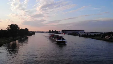 Jenga Cargo Container Ship Navigating Ri... | Stock Video | Pond5
