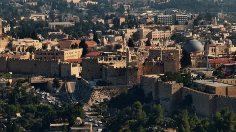 Jerusalem Old City aerial drone view pan... | Stock Video | Pond5