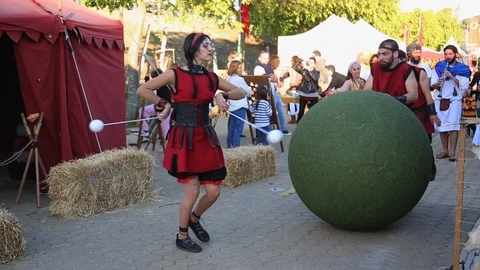 Jester on Acrobatic Ball Ancient Roman E... | Stock Video | Pond5