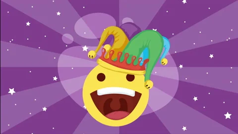 jester emoticon face with hat | Stock Video | Pond5