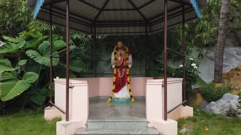 Jesus Christ Blessing Statue on church. ... | Stock Video | Pond5