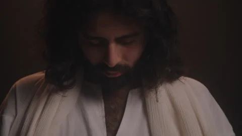 Jesus Christ Bowing His Head in Reverenc... | Stock Video | Pond5