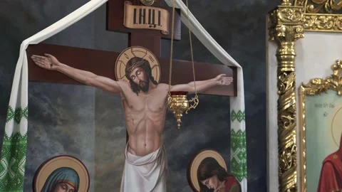 Jesus Christ on the cross in the prayer ... | Stock Video | Pond5
