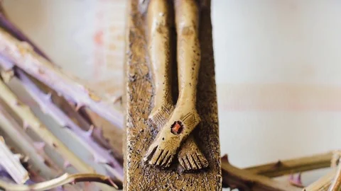 Jesus Christ Feet Crucified Macro Figuri... | Stock Video | Pond5