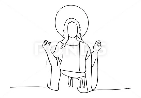 Jesus Christ, one line drawing vector illustration.: Royalty Free ...