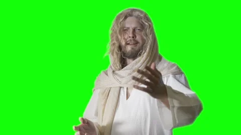 Jesus Christ preaching on green backgrou... | Stock Video | Pond5