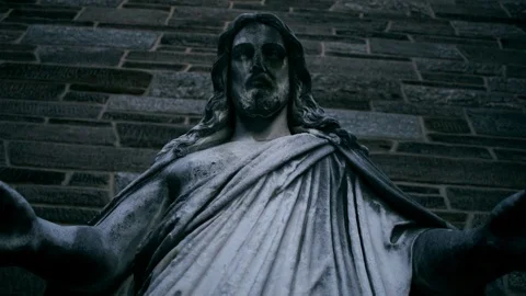 Jesus Christ Statue from the bottom view | Stock Video | Pond5
