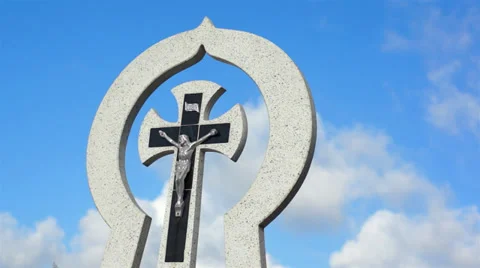 Jesus Cross Stone Structure Dolly | Stock Video | Pond5