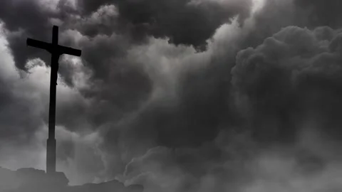 jesus on cross with thunderstorm backgro... | Stock Video | Pond5