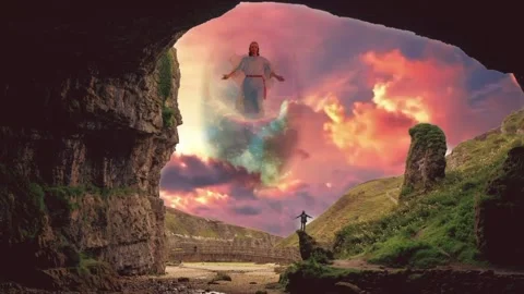 Jesus second coming in the clouds of hea... | Stock Video | Pond5
