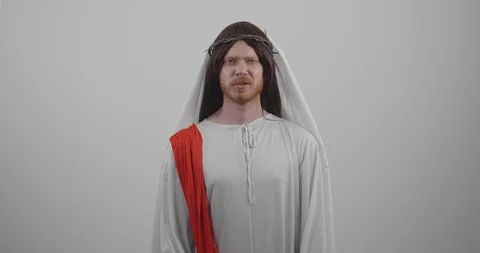 Jesus with shocked face expression | Stock Video | Pond5