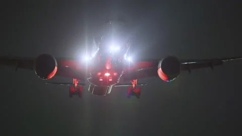 Airplane Night Landing Stock Video Footage | Royalty Free Airplane ...