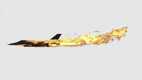 Jet airplane burning on fire side view, ... | Stock Video | Pond5