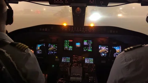 Jet cockpit view from inside in a heavy ... | Stock Video | Pond5