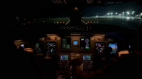 Jet cockpit view in a real flight during... | Stock Video | Pond5