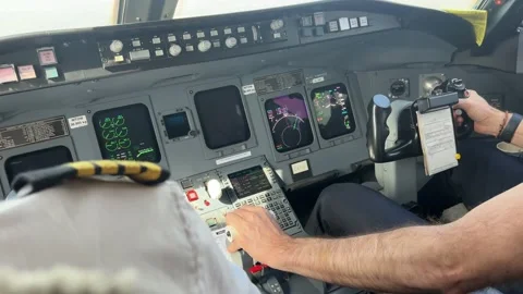 A jet cockpit’s view during a real fli... | Stock Video | Pond5