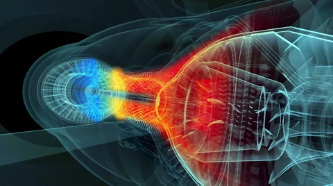 Jet engine 3D x-ray blue transparent iso... | Stock Video | Pond5