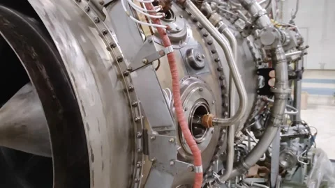 Jet engine nozzle. Fuel line. Jet engine... | Stock Video | Pond5