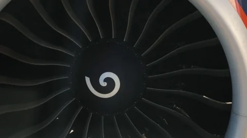Jet engine rotor blades rotating - airpl... | Stock Video | Pond5