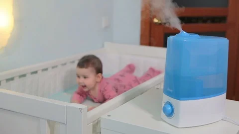 Jet humidifier for infant child is in nu... | Stock Video | Pond5