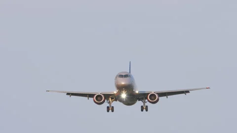 Jet plane flying, front view | Stock Video | Pond5