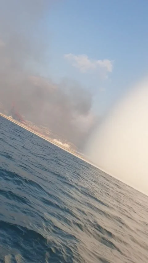 Jet Skiers Capture Shockwave from Beirut... | Stock Video | Pond5