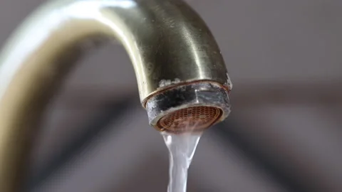 Jet Water Tap Stream Pours. Turning Off ... | Stock Video | Pond5