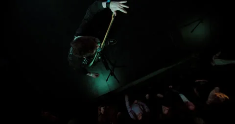 Jib shot of a rock band playing the gig ... | Stock Video | Pond5