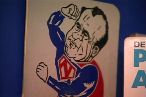 Jim Hambrick shows his superman collecti... | Stock Video | Pond5