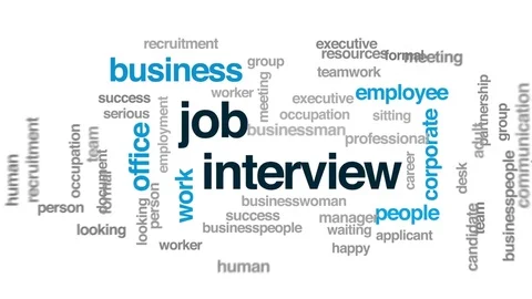 Job interview animated word cloud, text ... | Stock Video | Pond5