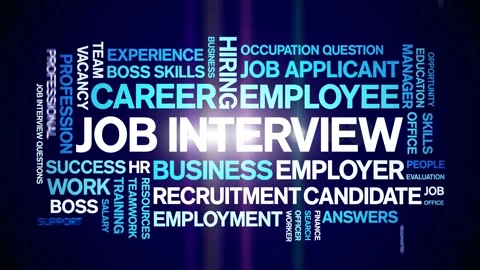 Job interview animated word cloud,animat... | Stock Video | Pond5