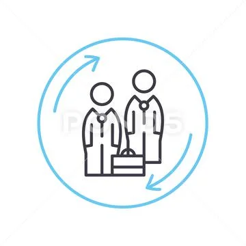 Job rotation line icon, outline symbol, vector illustration, concept ...