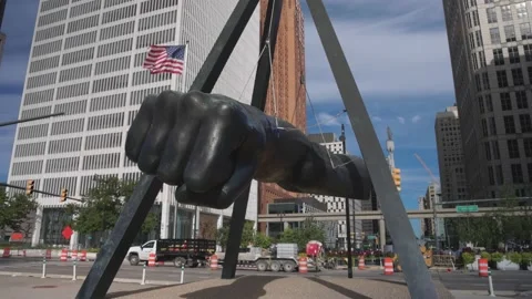 Joe Louis fist statue in Detroit, Michig... | Stock Video | Pond5