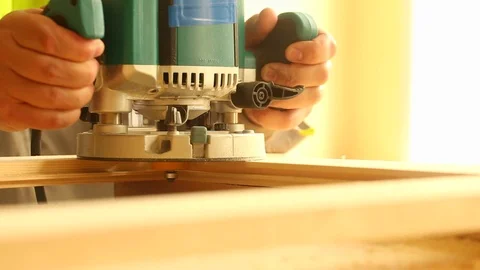 Joiner hands with milling router machine... | Stock Video | Pond5