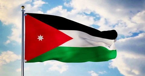 Jordan flag waving in the wind shows jor... | Stock Video | Pond5