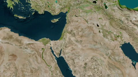 Jordan map - glide. Regions. Satellite. | Stock Video | Pond5