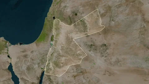 Jordan map - solid. Regions. Satellite. | Stock Video | Pond5