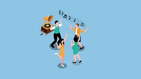 Joyful Dance Scene with Music Notes and ... | Stock Video | Pond5
