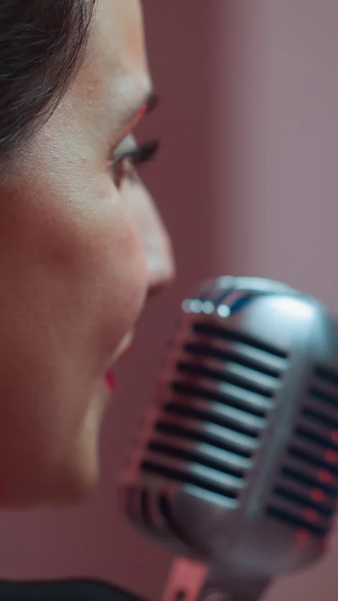 Joyful Female Singer Captured from Right... | Stock Video | Pond5