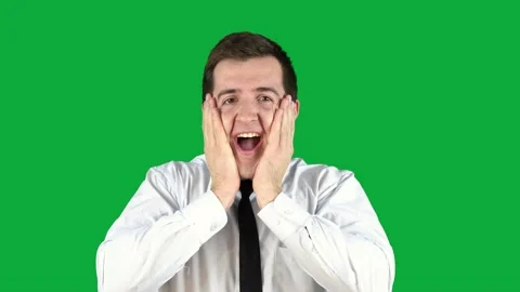 joyful man on a green screen. man on chr... | Stock Video | Pond5