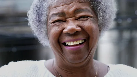 Older Black Woman Smiling Stock Video Footage | Royalty Free Older ...