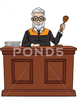 Judge Cartoon Colored Clipart Illustration ~ Clip Art #237932087