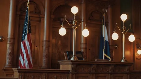 Judge Stand Inside Historic Courtroom Wi... | Stock Video | Pond5